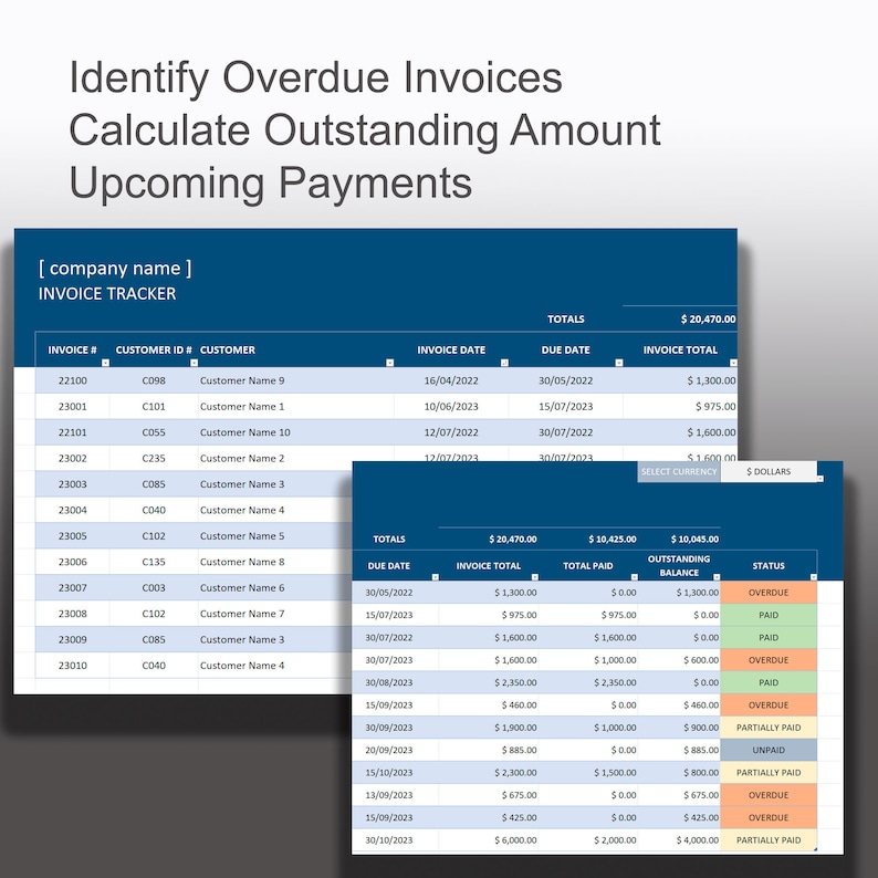 Invoice Tracker Excel Spreadsheet Template, Personal Small Business ...