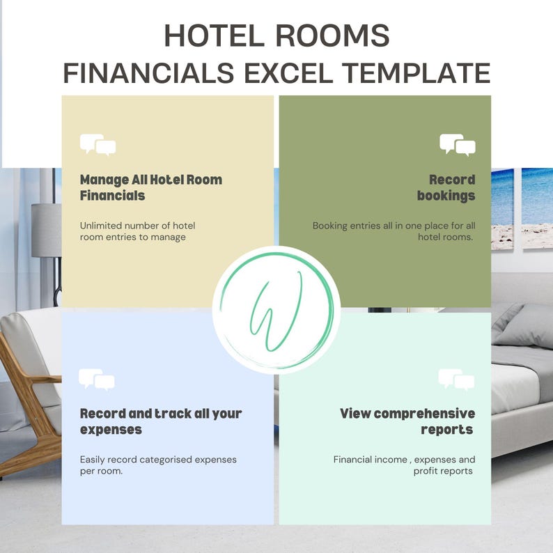 Hotel Rooms Booking Rentals Income Expenses Profit Financial Tracker ...