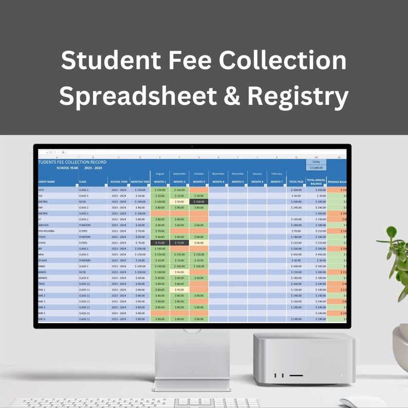 Student Fee Collection Tracker and Payment Recorder Excel Tool, School ...