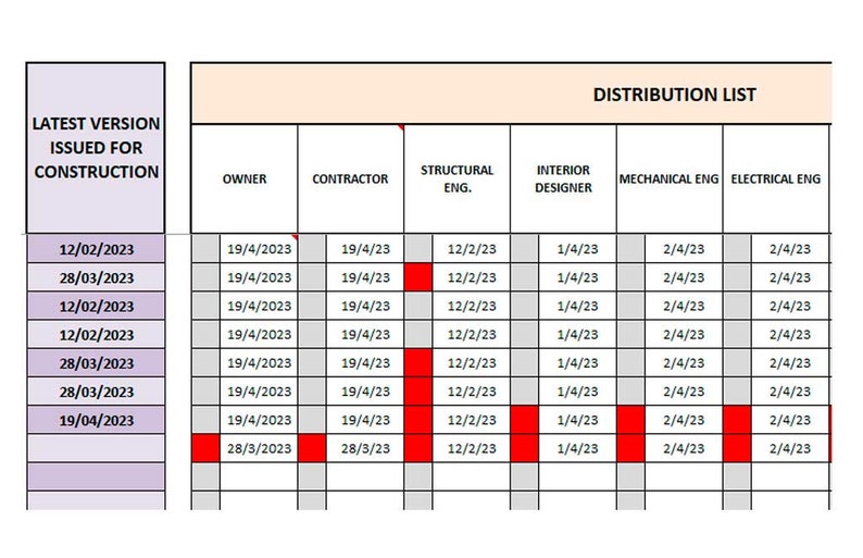 Drawing Registry Management and Distribution List Excel Template ...