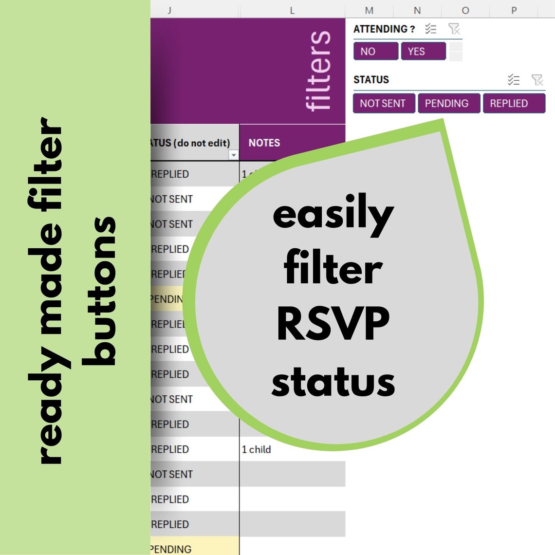 Event Invitations Tracker Excel Template Spreadsheet, Wedding, Party ...