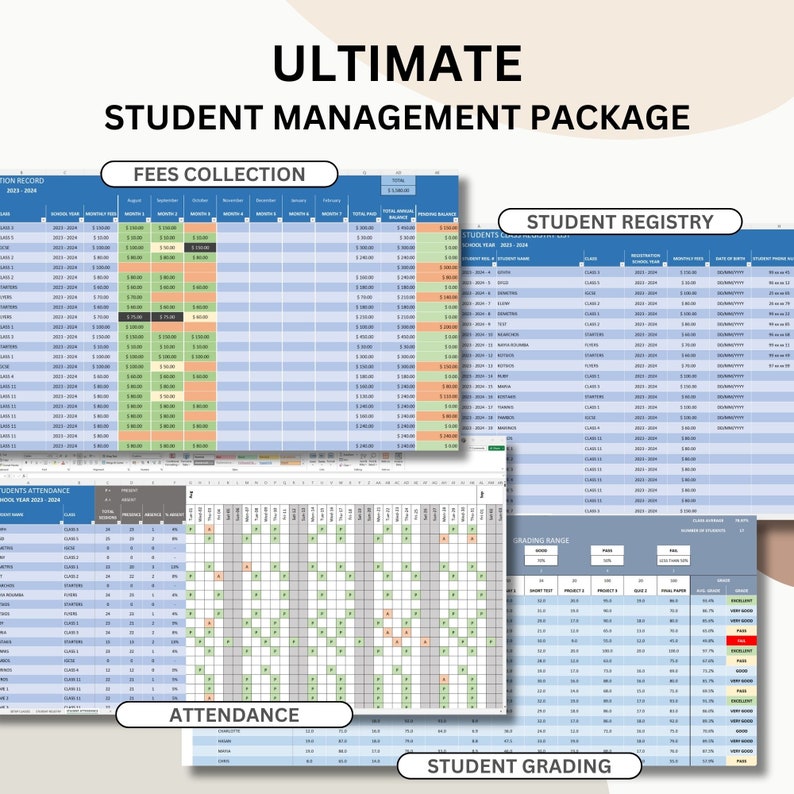 School Students Management Excel Template, Student and Class Registry ...