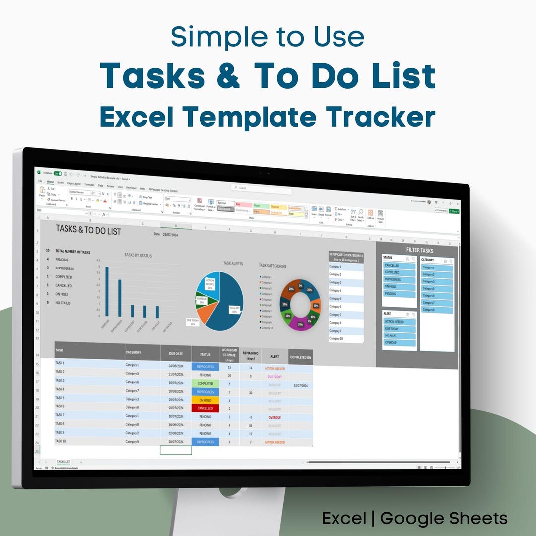 Simple To-do List and Task Manager Excel Template - Task Tracker ...