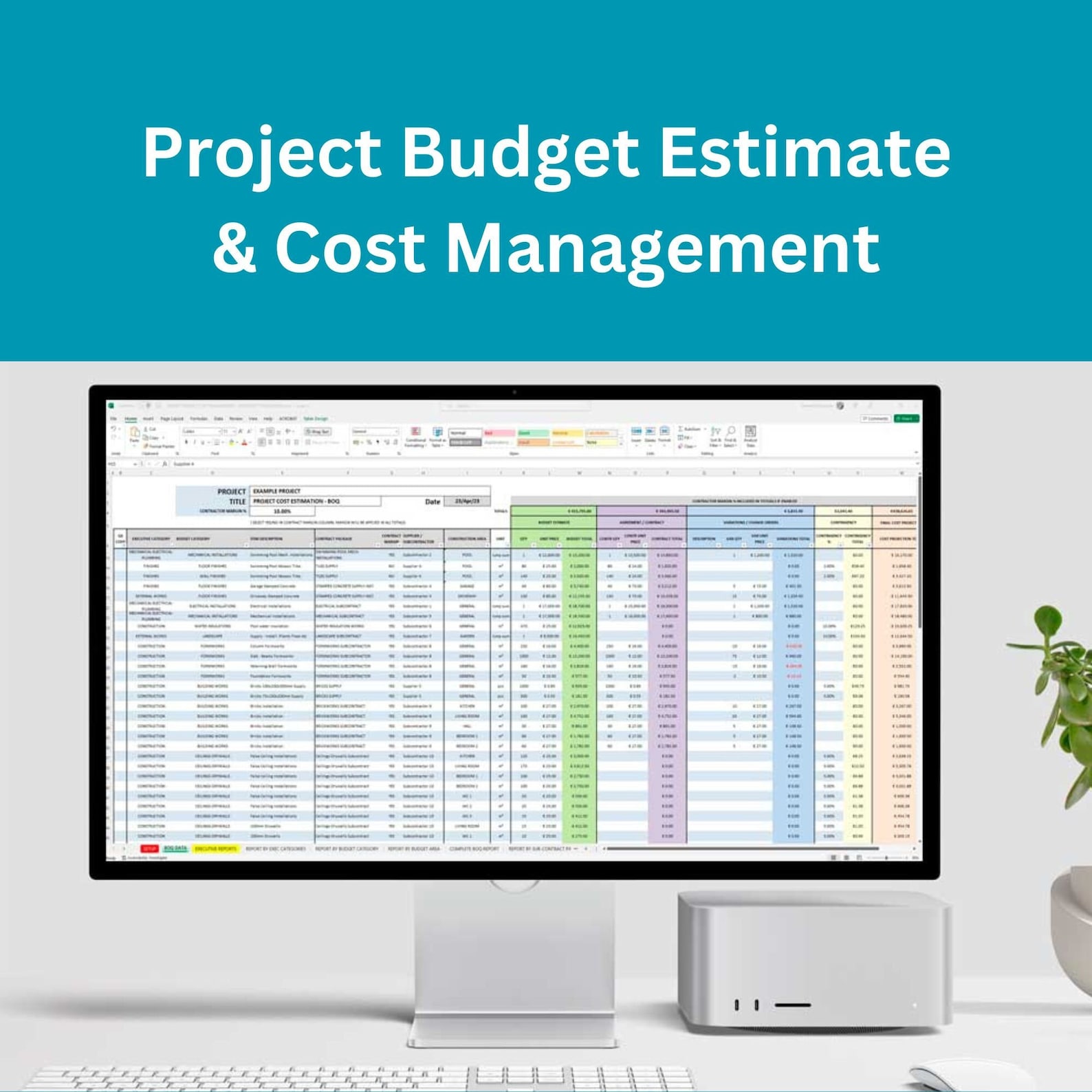 Project Budget Estimate and Cost Management Excel Spreadsheet Template ...