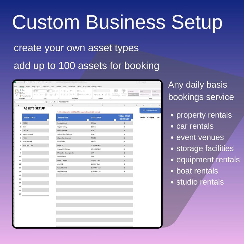 Universal Booking Calendar Organizer Excel Tool, Daily Basis ...