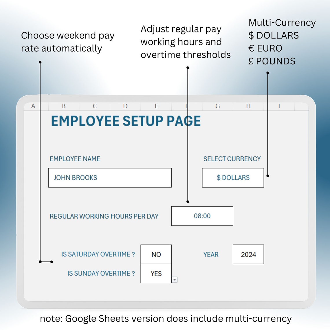 Employee Weekly Timesheet Excel Template Spreadsheet, Google Sheets ...