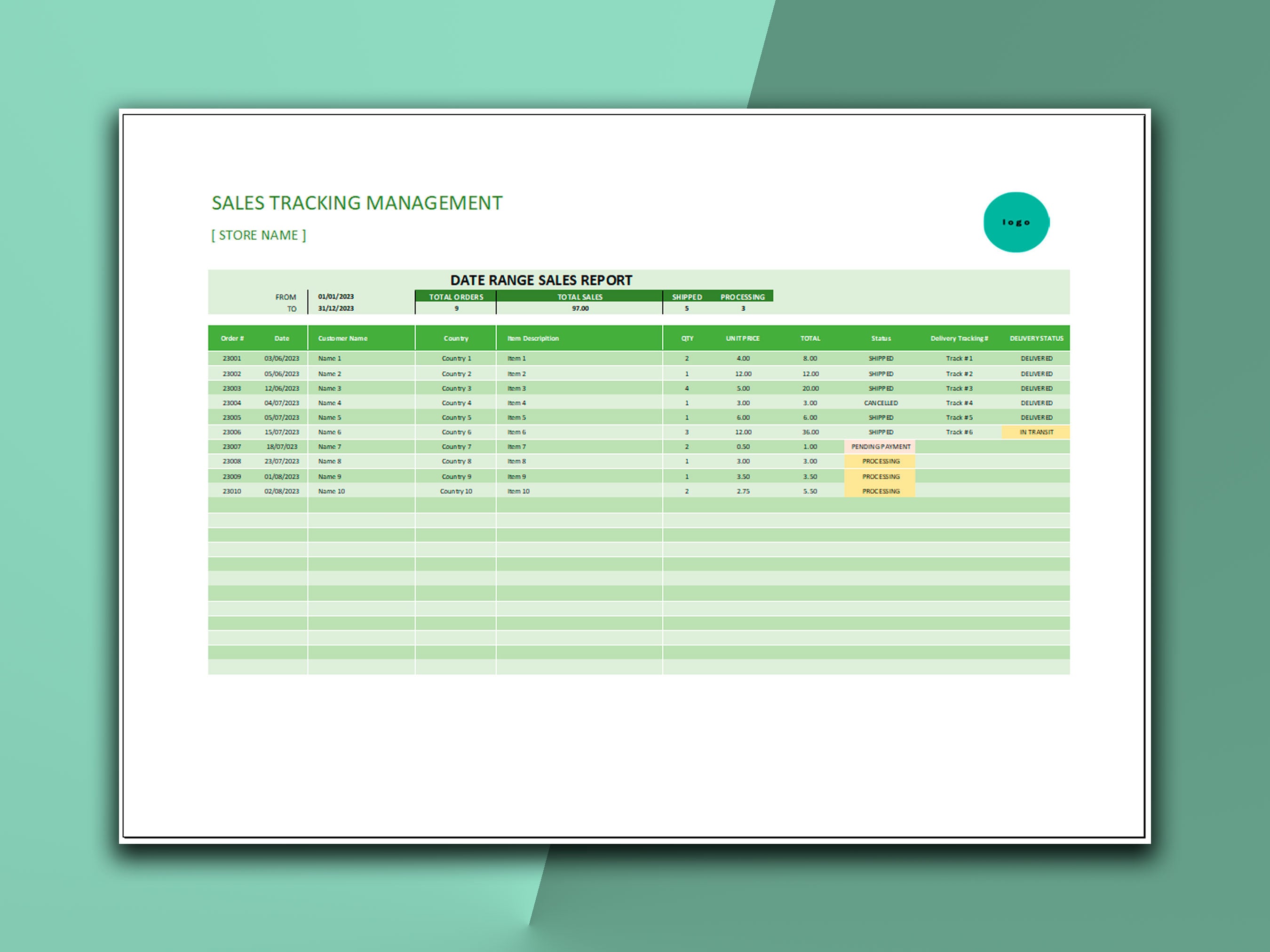 Sales Tracking Excel Google Sheets Spreadsheet Template Track - Etsy