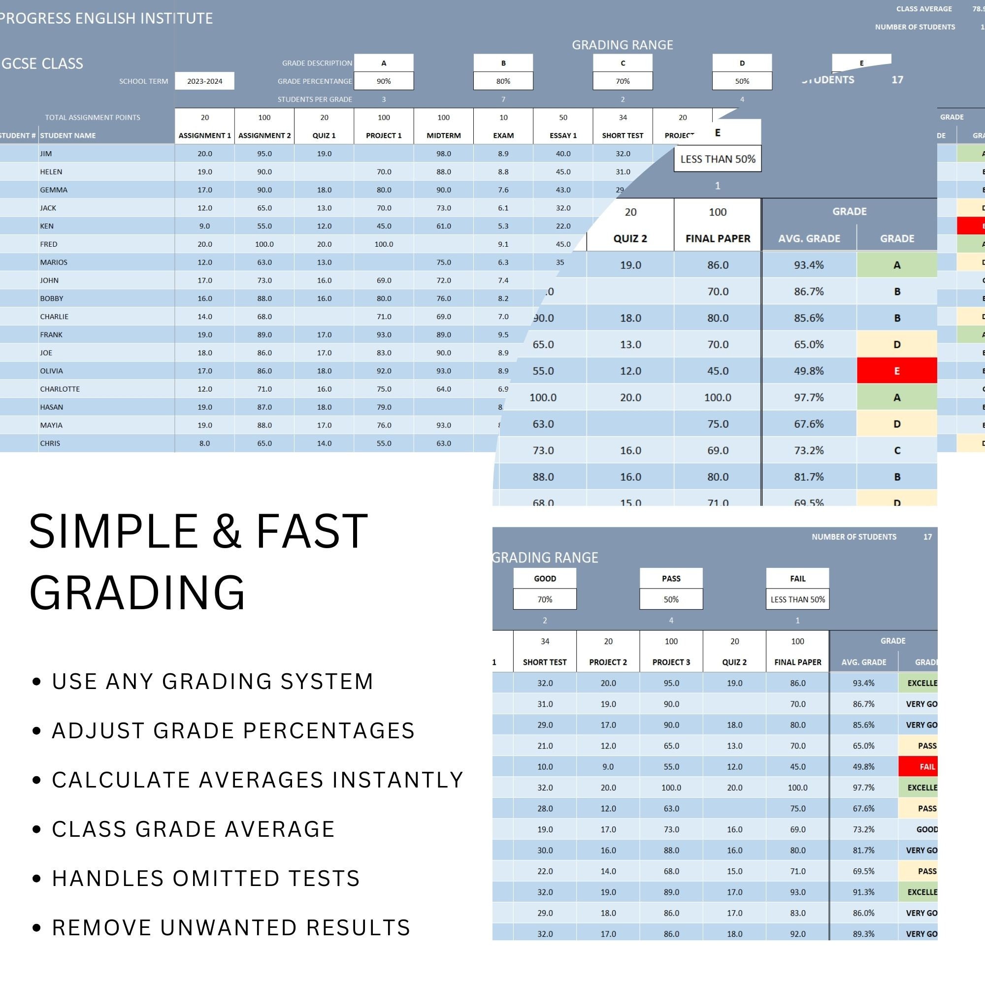 School Students Management Excel Template, Student and Class Registry ...