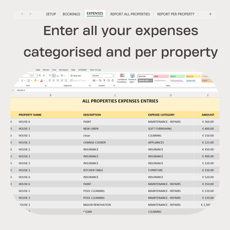 Multi Property Rental Financial Tracker Reports, Excel Spreadsheet ...