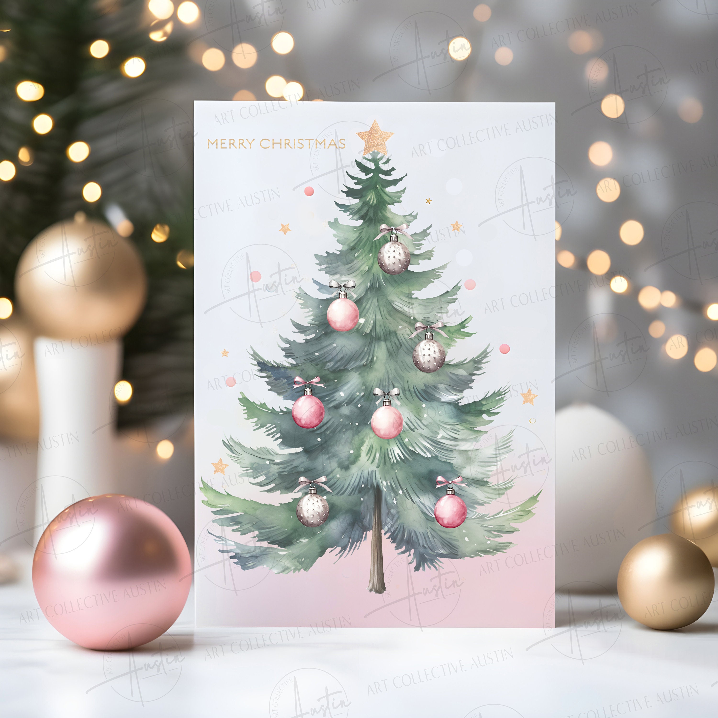 Christmas Clip Art Preppy Peppermint Pink Mint Green Watercolor Holiday ...