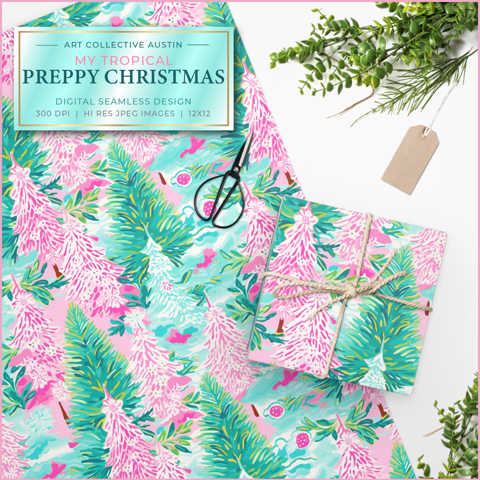 Christmas Tree Prints Christmas Trees Seamless Patterns Preppy ...