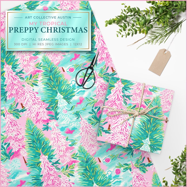 Christmas Tree Prints Christmas Trees Seamless Patterns Preppy ...