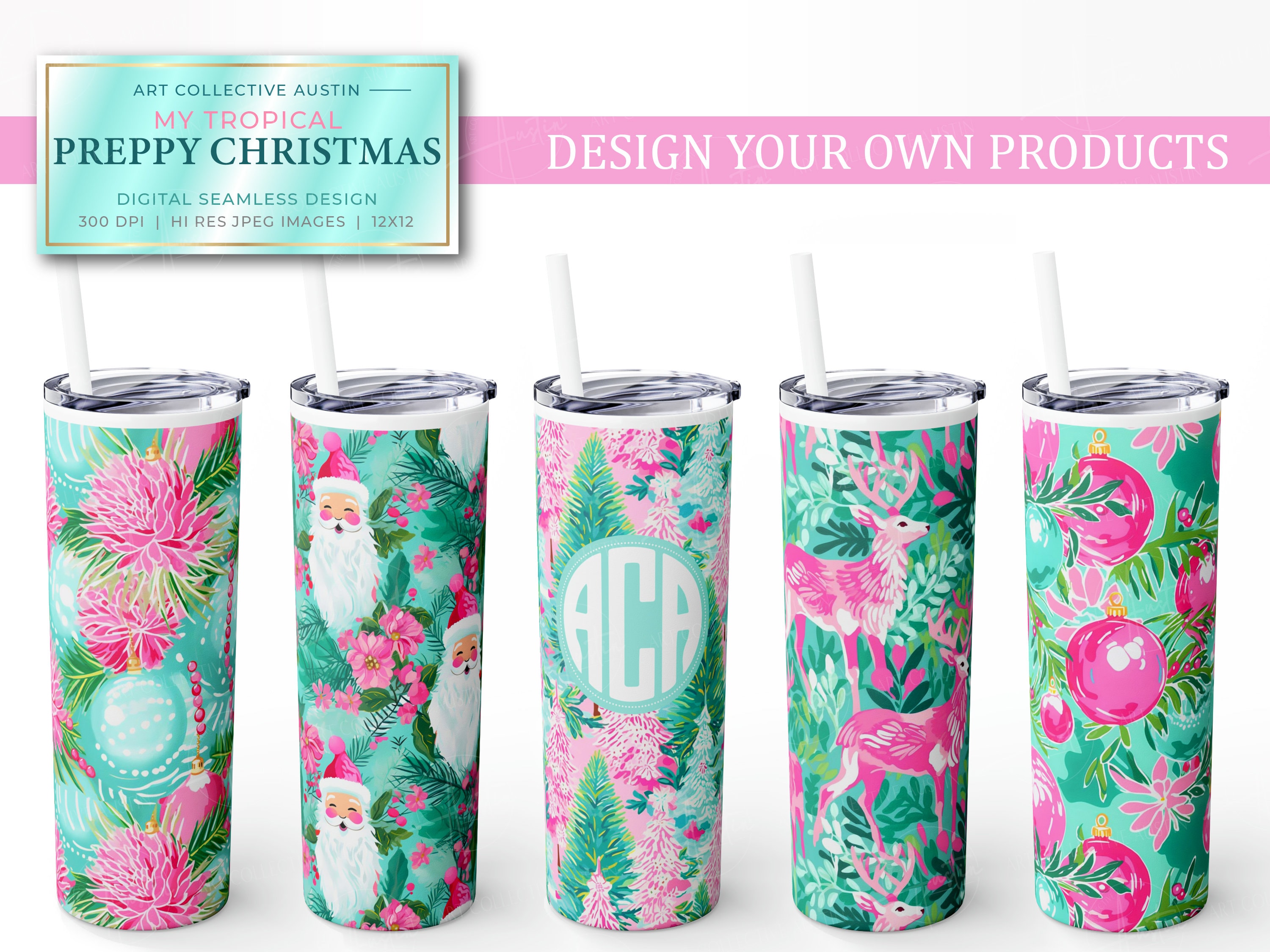 Christmas Paper Patterns Preppy Patterns Palm Beach Tropical - Etsy