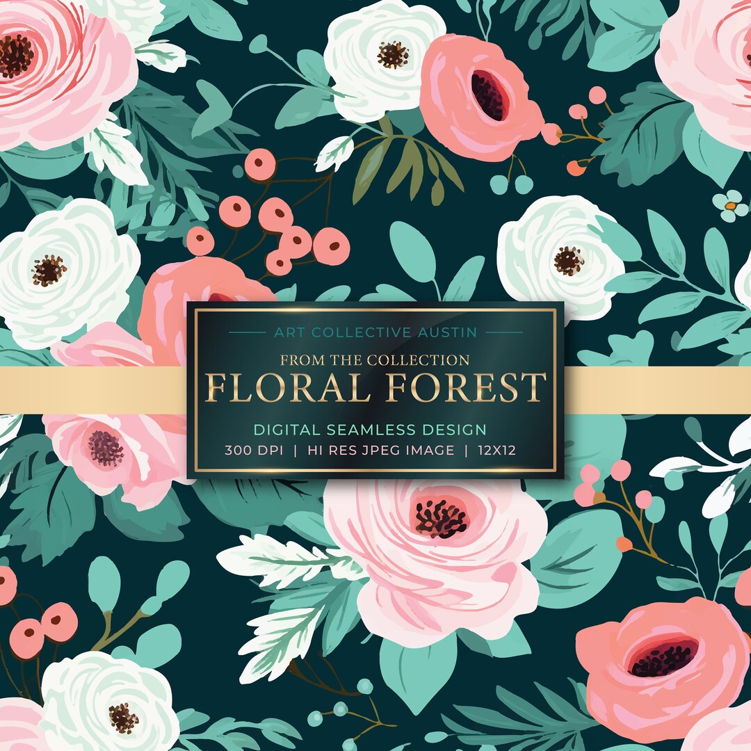 Preppy Floral Forest Design Pattern Seamless Digital Paper - Etsy