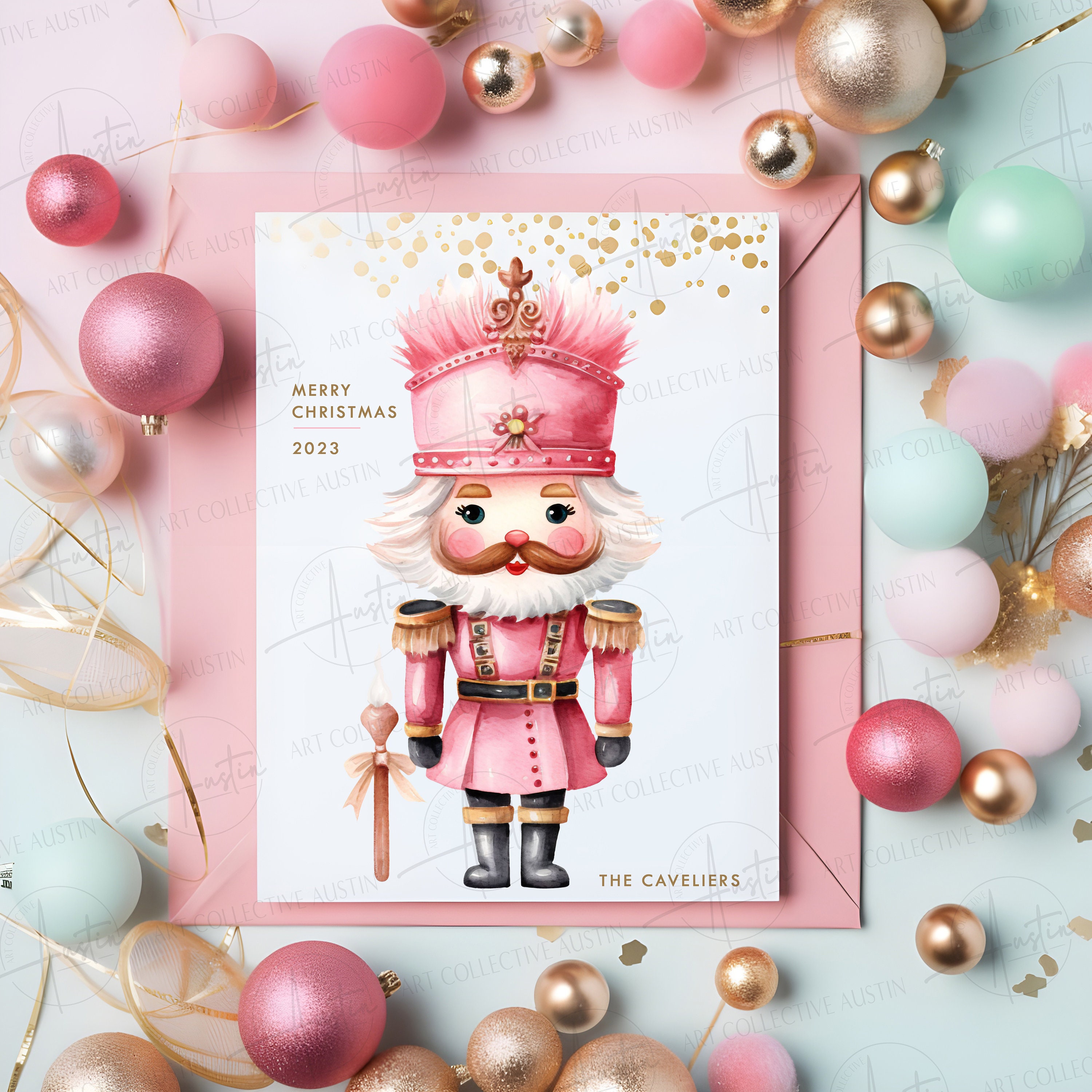 Christmas Clip Art Preppy Peppermint Pink Mint Green Watercolor Holiday ...