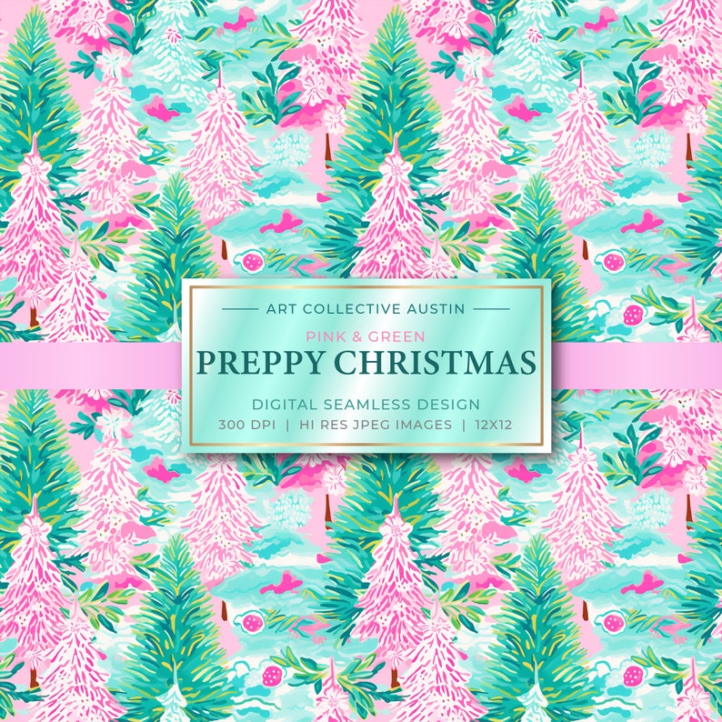 Christmas Tree Prints Christmas Trees Seamless Patterns Preppy ...