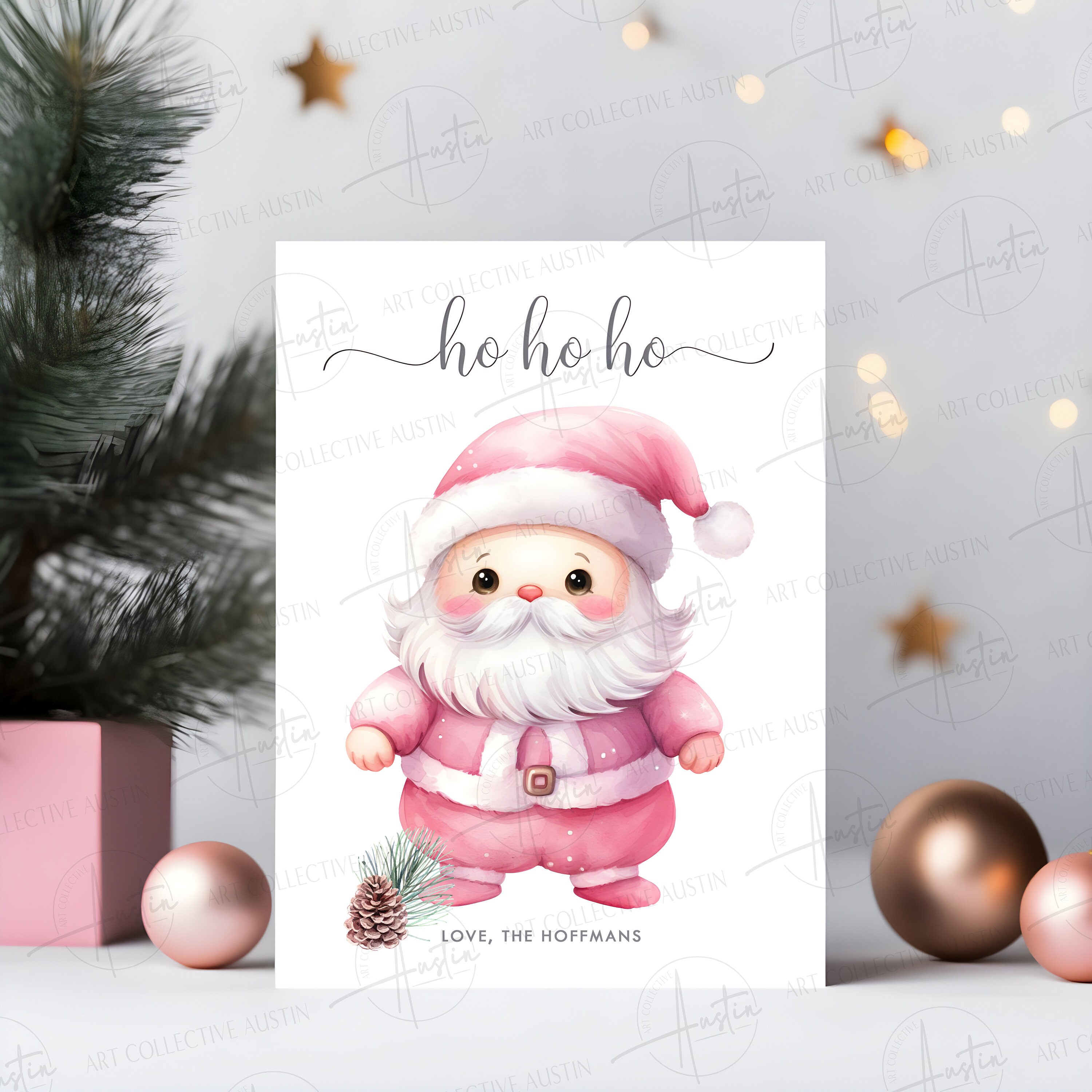 Christmas Clip Art Preppy Peppermint Pink Mint Green Watercolor Holiday ...