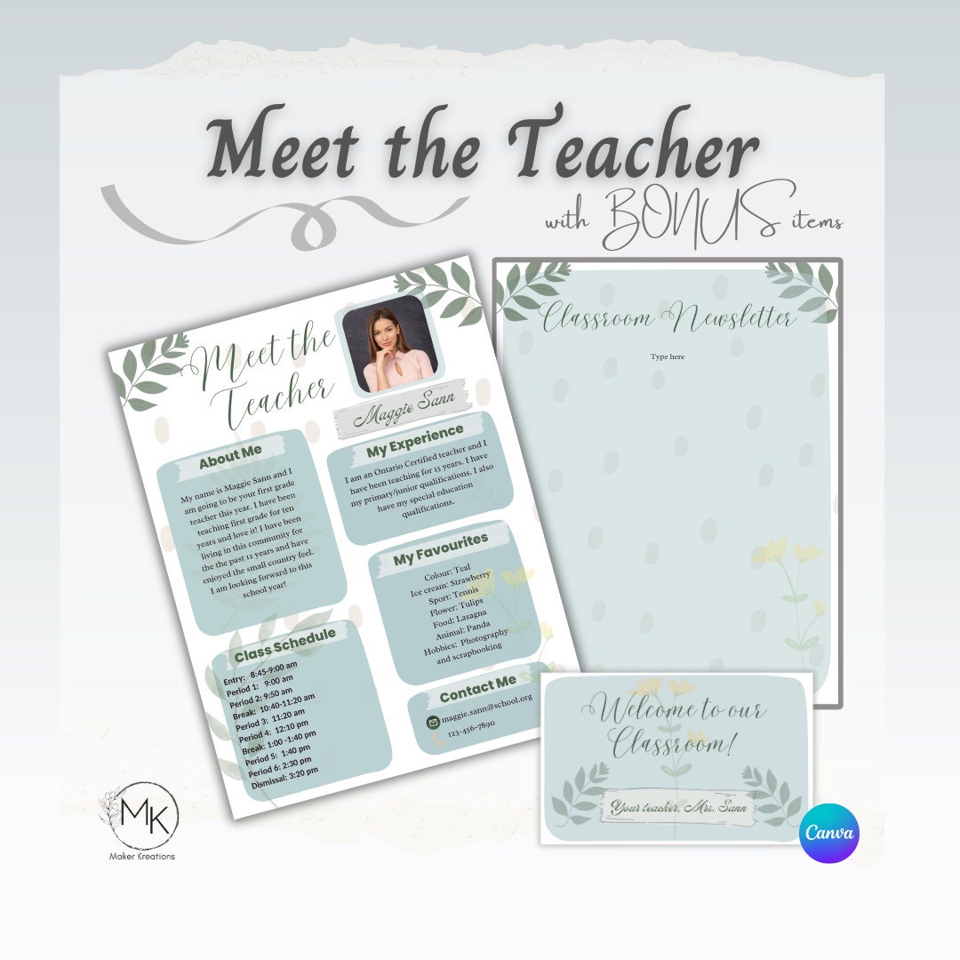 Boho Meet the Teacher Editable Template Plus Bonus Newsletter and ...