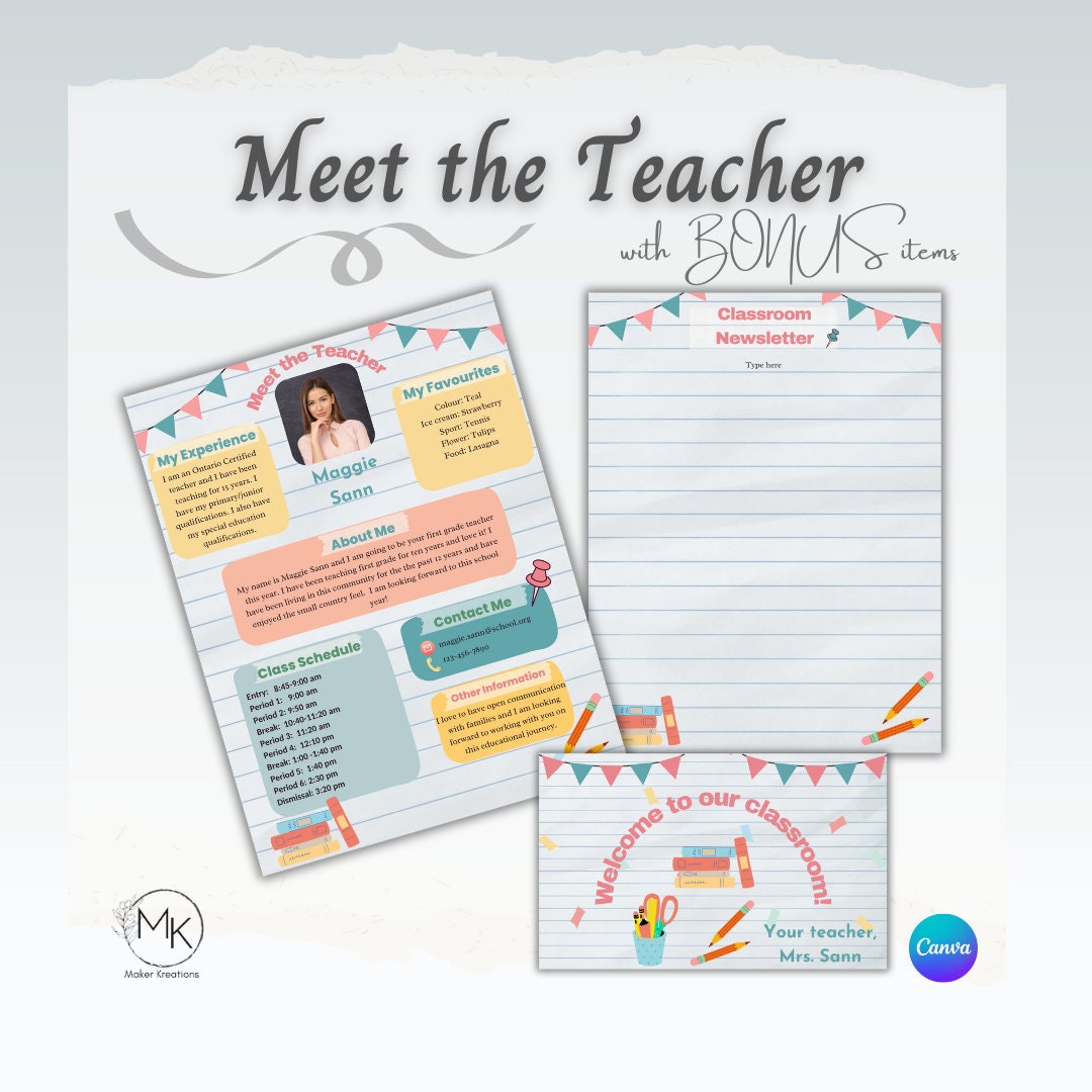 Colourful Banner Meet the Teacher Editable Plus Bonus Newsletter and ...