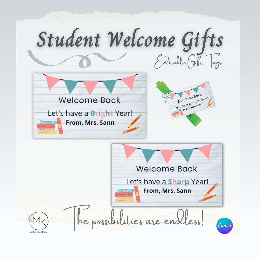 Colourful Banner Editable Welcome Back Student Gift Tags - Etsy