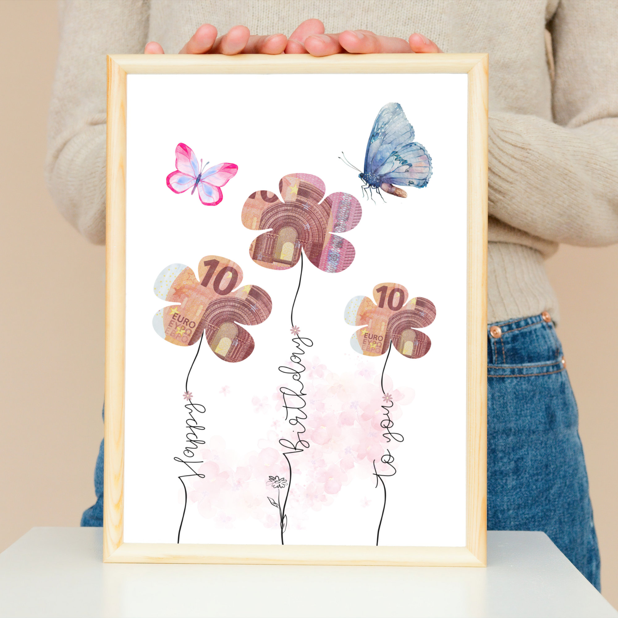 Geldgeschenk Geburtstag zum Ausdrucken – DIY Geschenk im Bilderrahmen ...