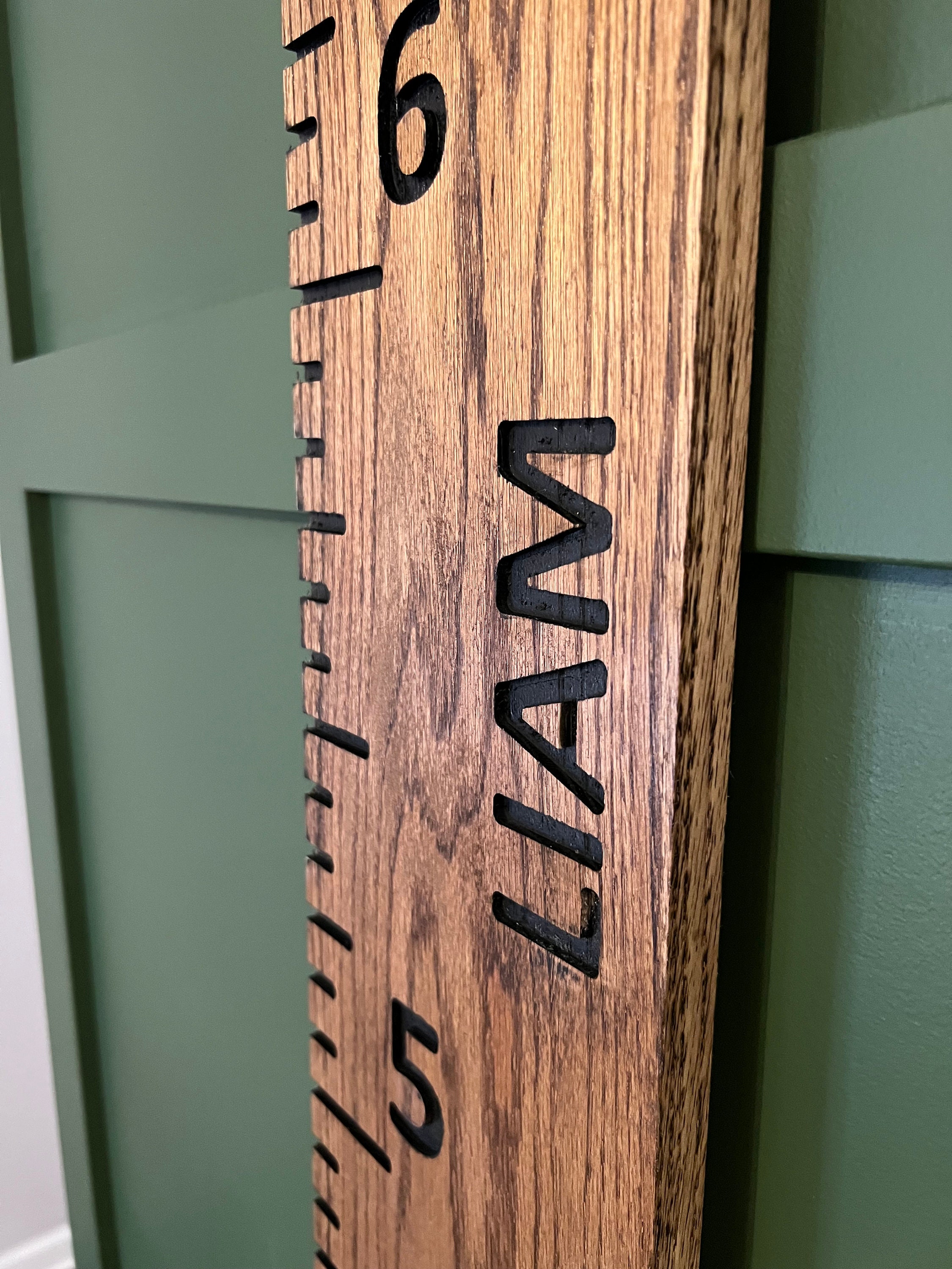 Height Chart Ruler With Name, Kid Growth Chart Personalized, Oak Wood ...