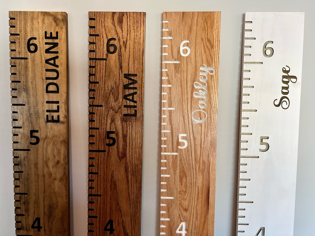 Height Chart Ruler With Name, Kid Growth Chart Personalized, Oak Wood ...