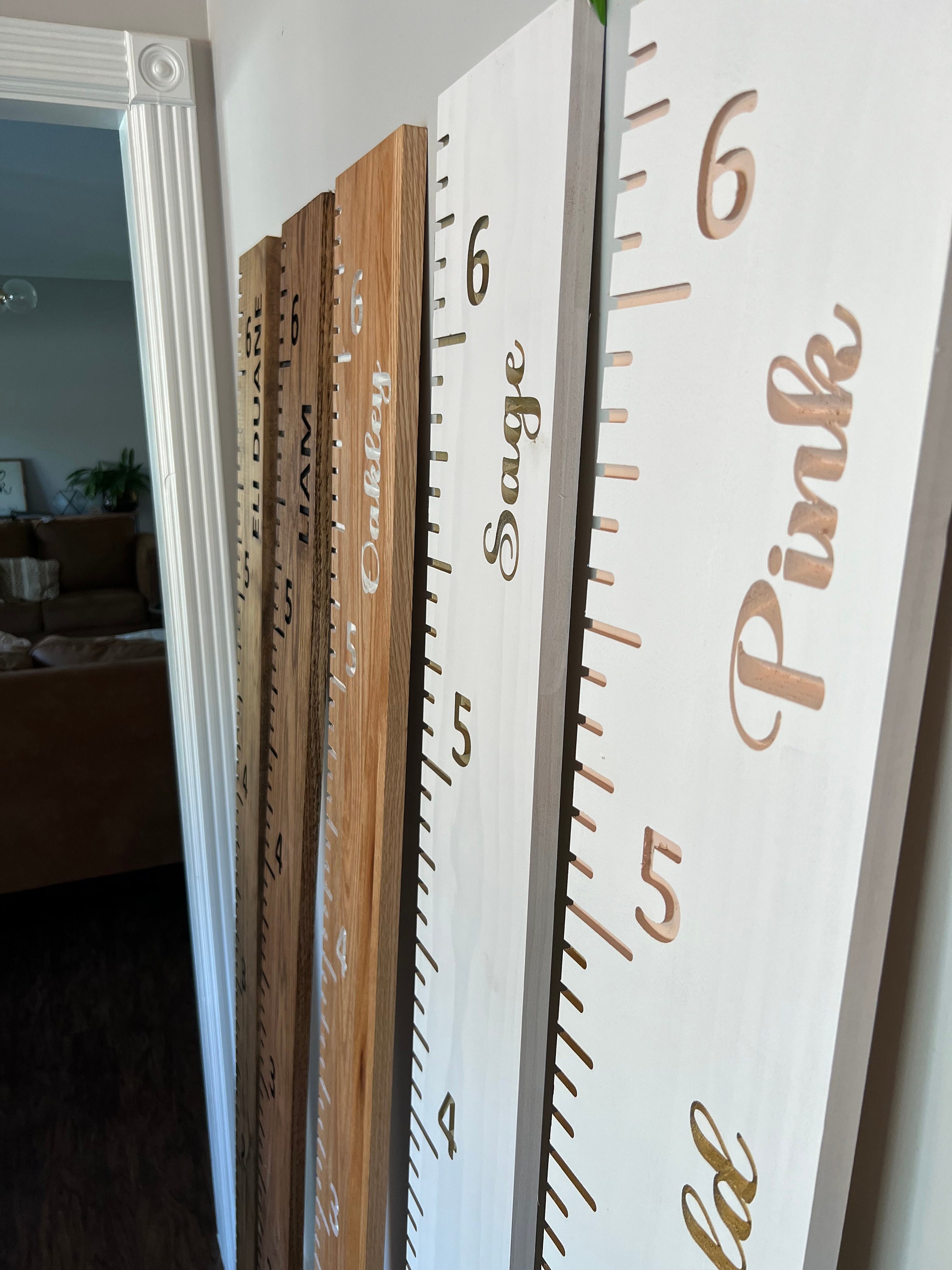 Height Chart Ruler With Name, Kid Growth Chart Personalized, Oak Wood ...