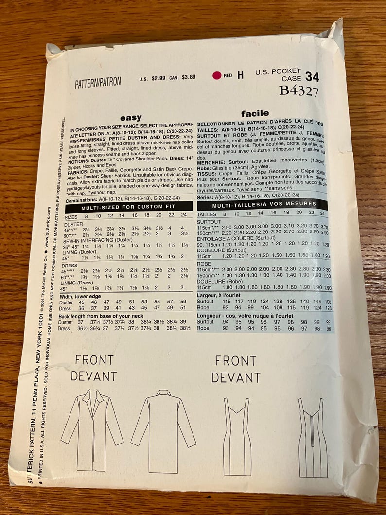 See and Sew Pattern B4327. Uncut. Sizes 20-24. Circa 2007. - Etsy