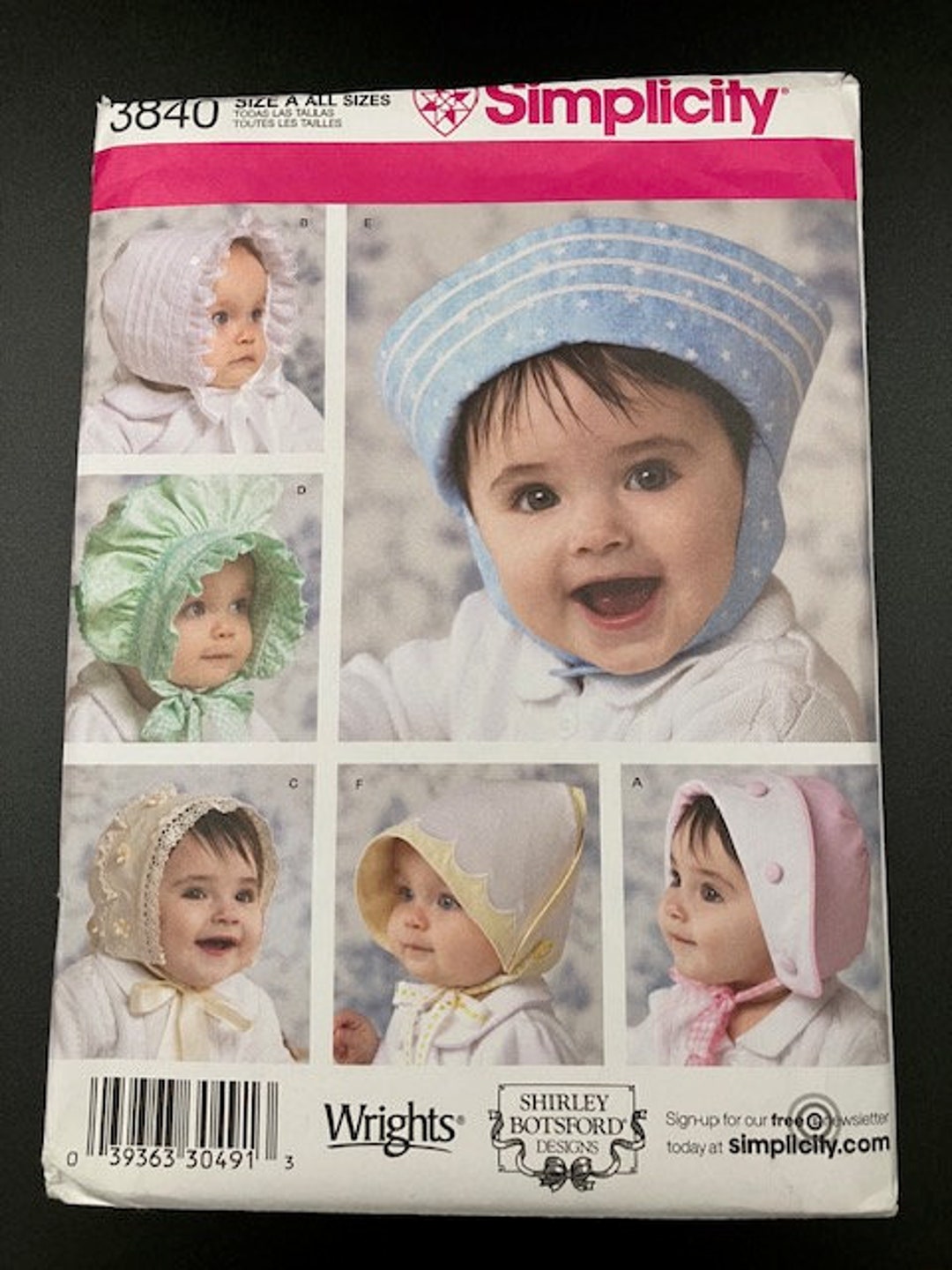 Simplicity Pattern 3840. Uncut. Baby Hats and Bonnets. - Etsy