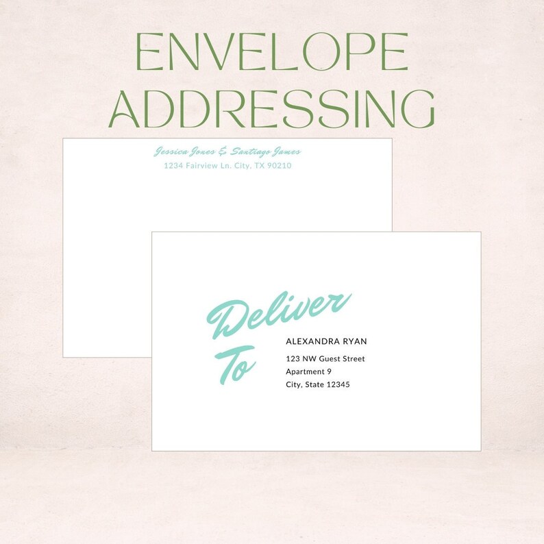 Custom Envelop Address Template! Postcard Theme, Wedding, Party, Shower ...