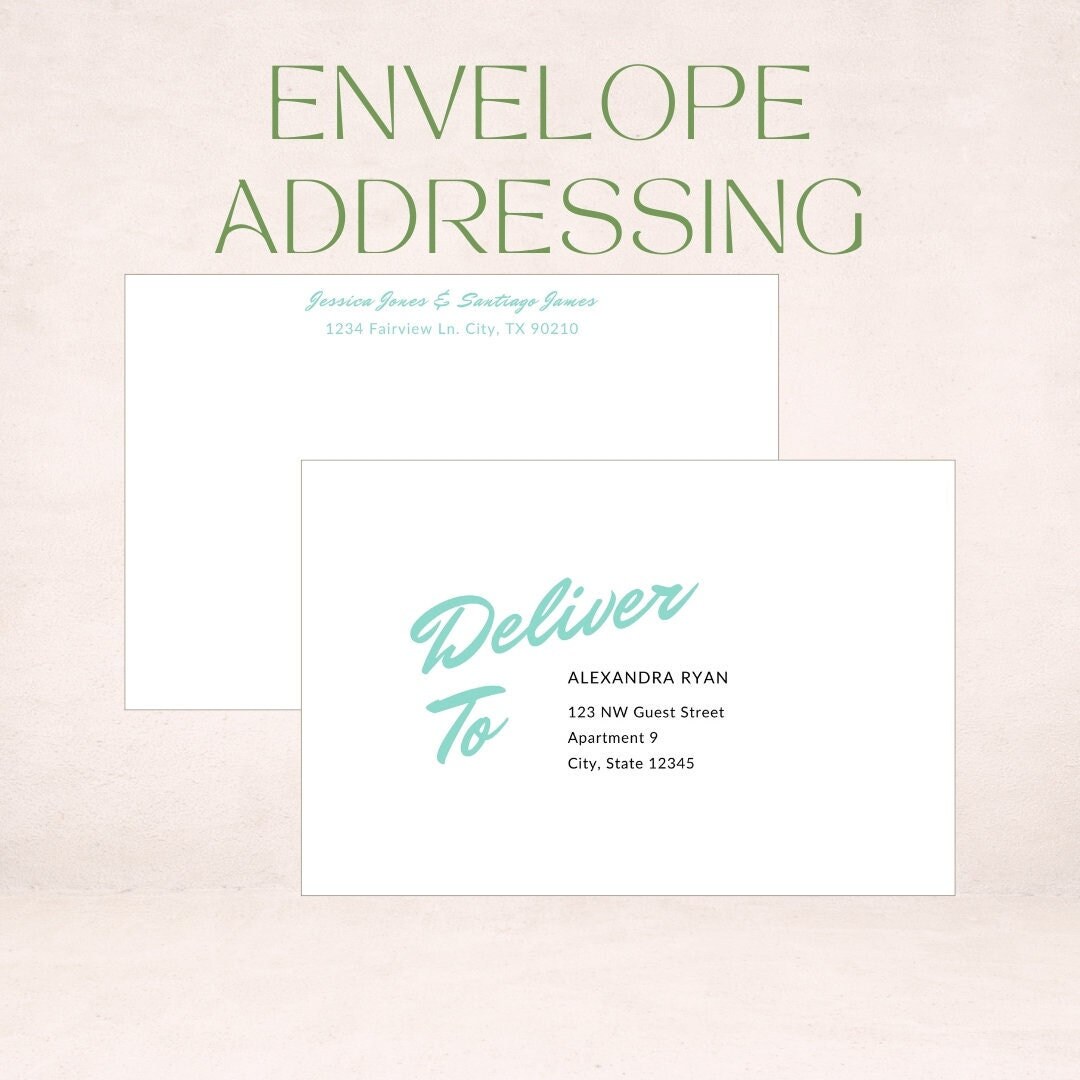 Custom Envelop Address Template! Postcard Theme, Wedding, Party, Shower ...