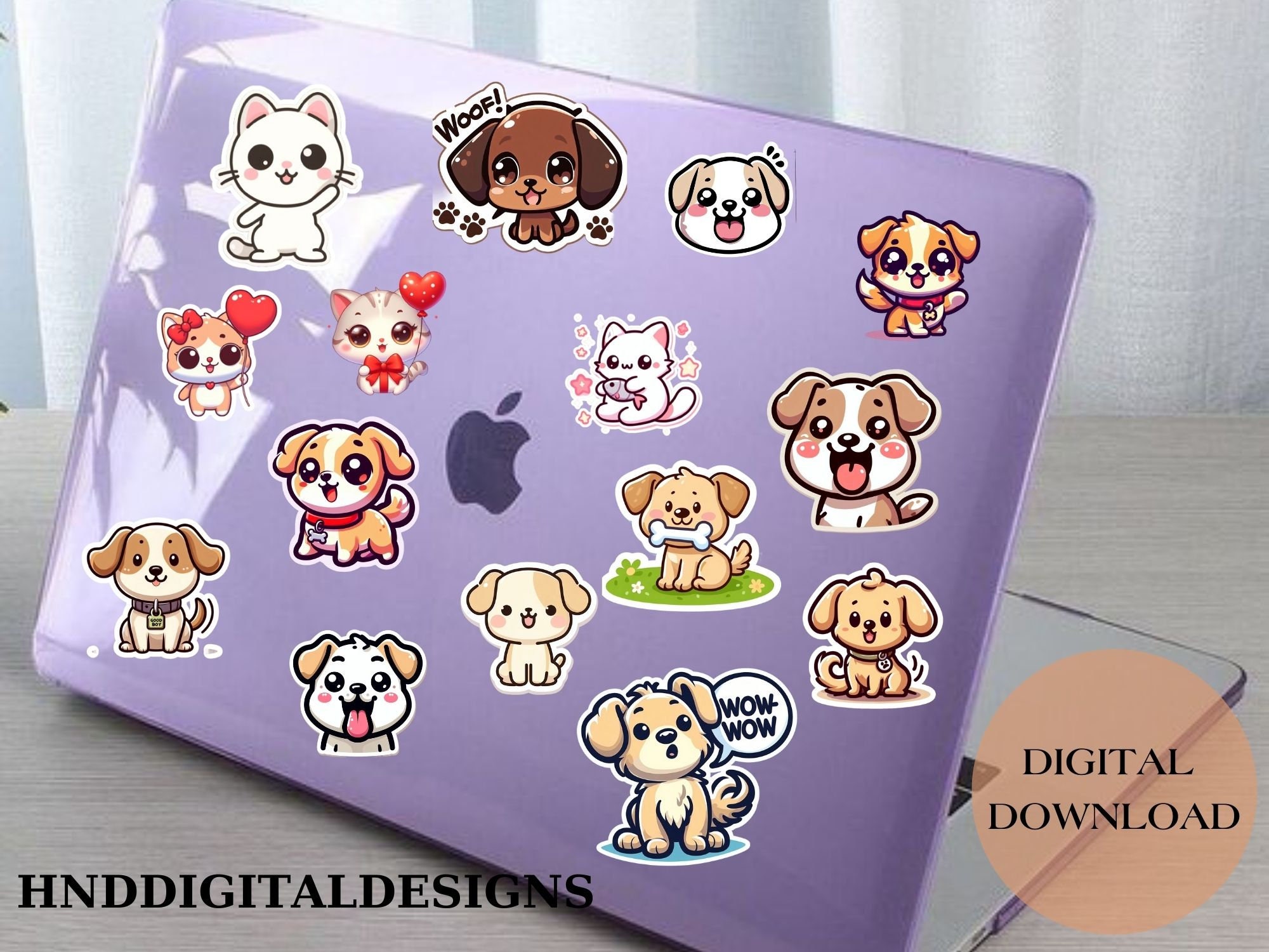 Digital Sticker, Printable Sticker, Cute Dog Sticker, Cute Cat Sticker ...