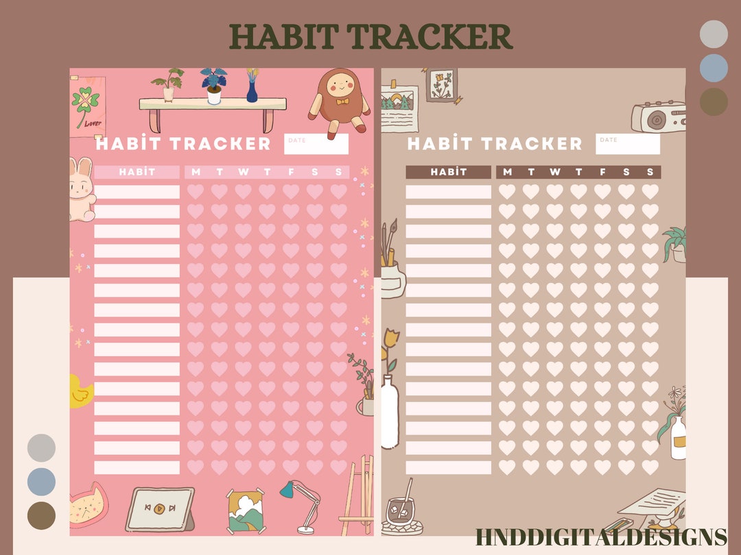 Habit Tracker Monthly Habit Tracker Cute Habit Tracker - Etsy