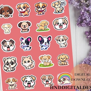 Digital Sticker, Printable Sticker, Cute Dog Sticker, Cute Cat Sticker ...