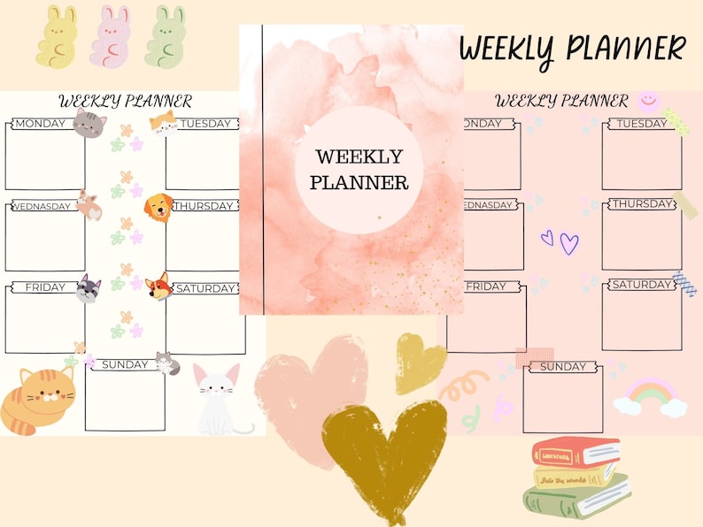 Printable Digital Weekly Planner, Printable Planner, Weekly Planner ...