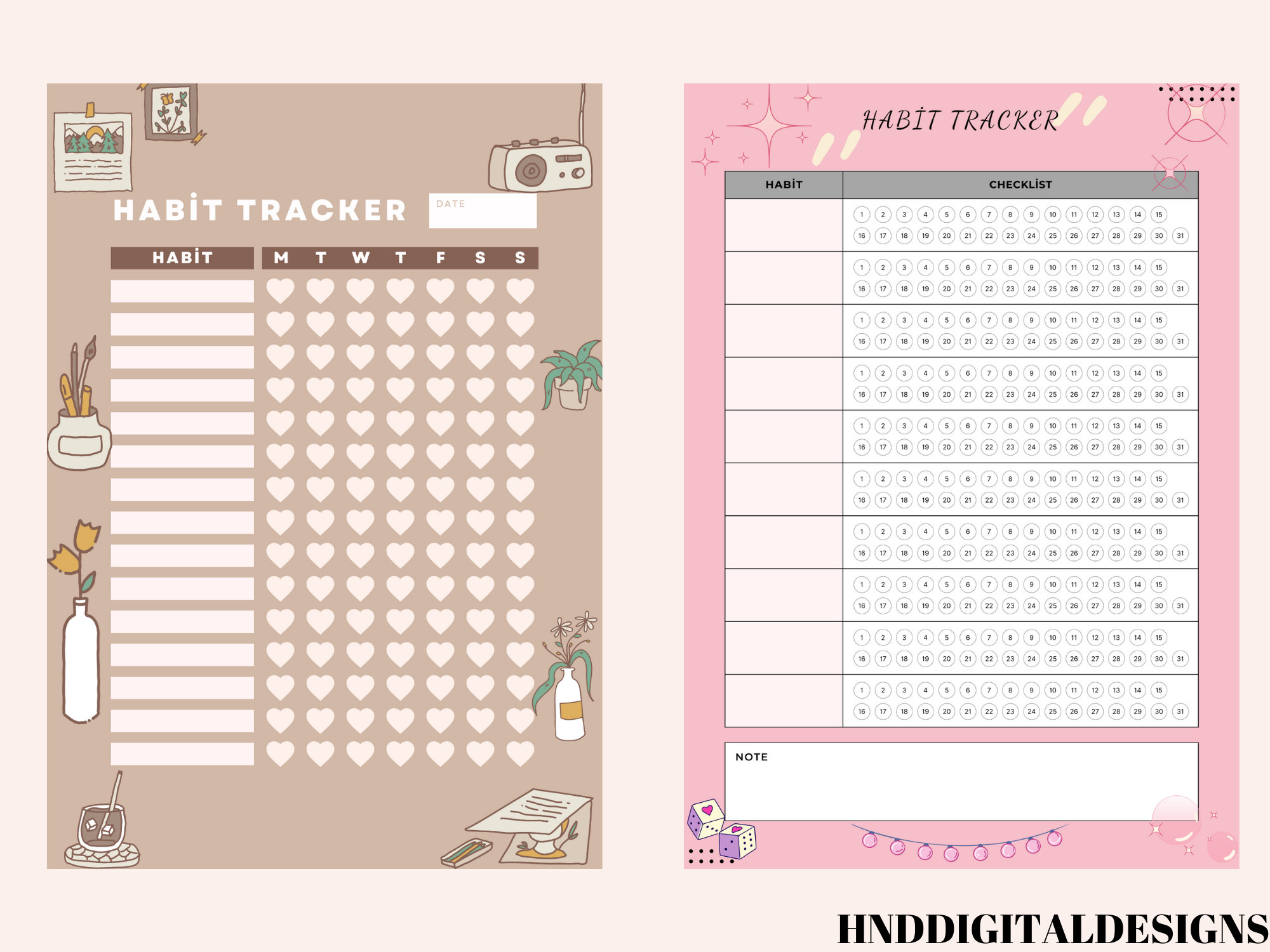 Habit Tracker Monthly Habit Tracker Cute Habit Tracker - Etsy