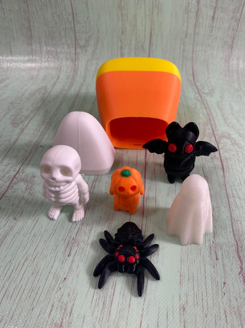 3D Printed Halloween Candy Corn and Mini Spooky Animals and Ghost ...
