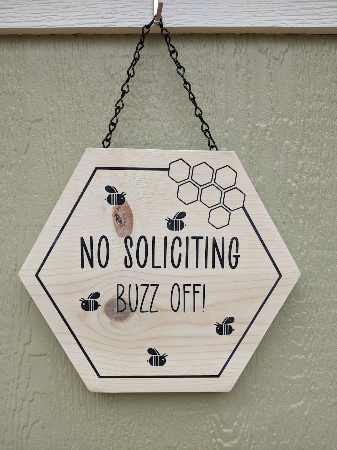 Hexagon "buzz Off" No Soliciting Sign - Etsy