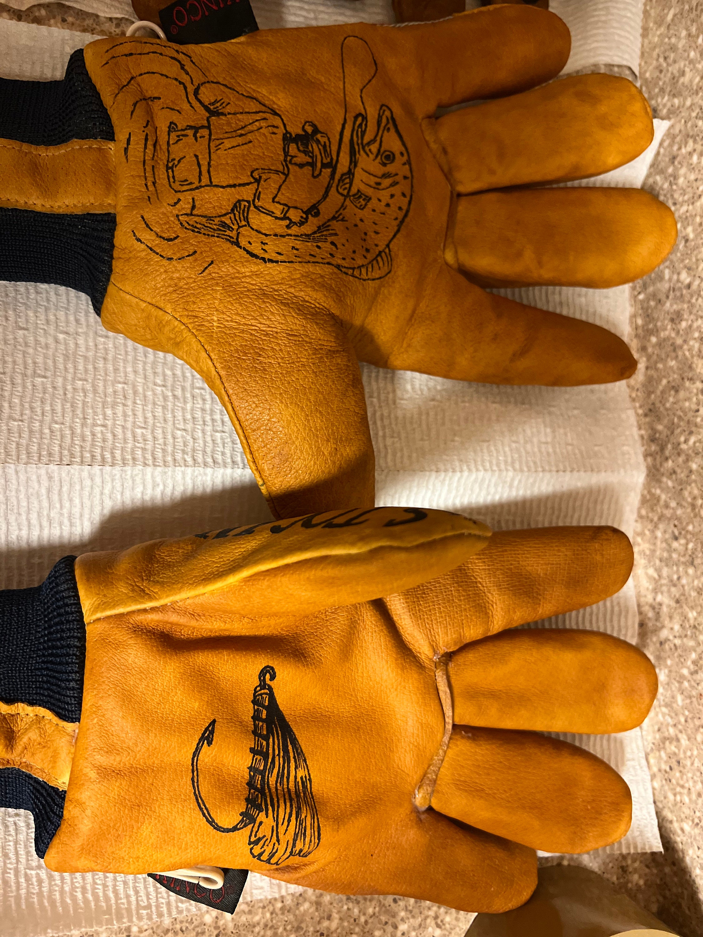 Custom train Conductor Kinco Gloves image is Drawn on Palm of Glove - Etsy