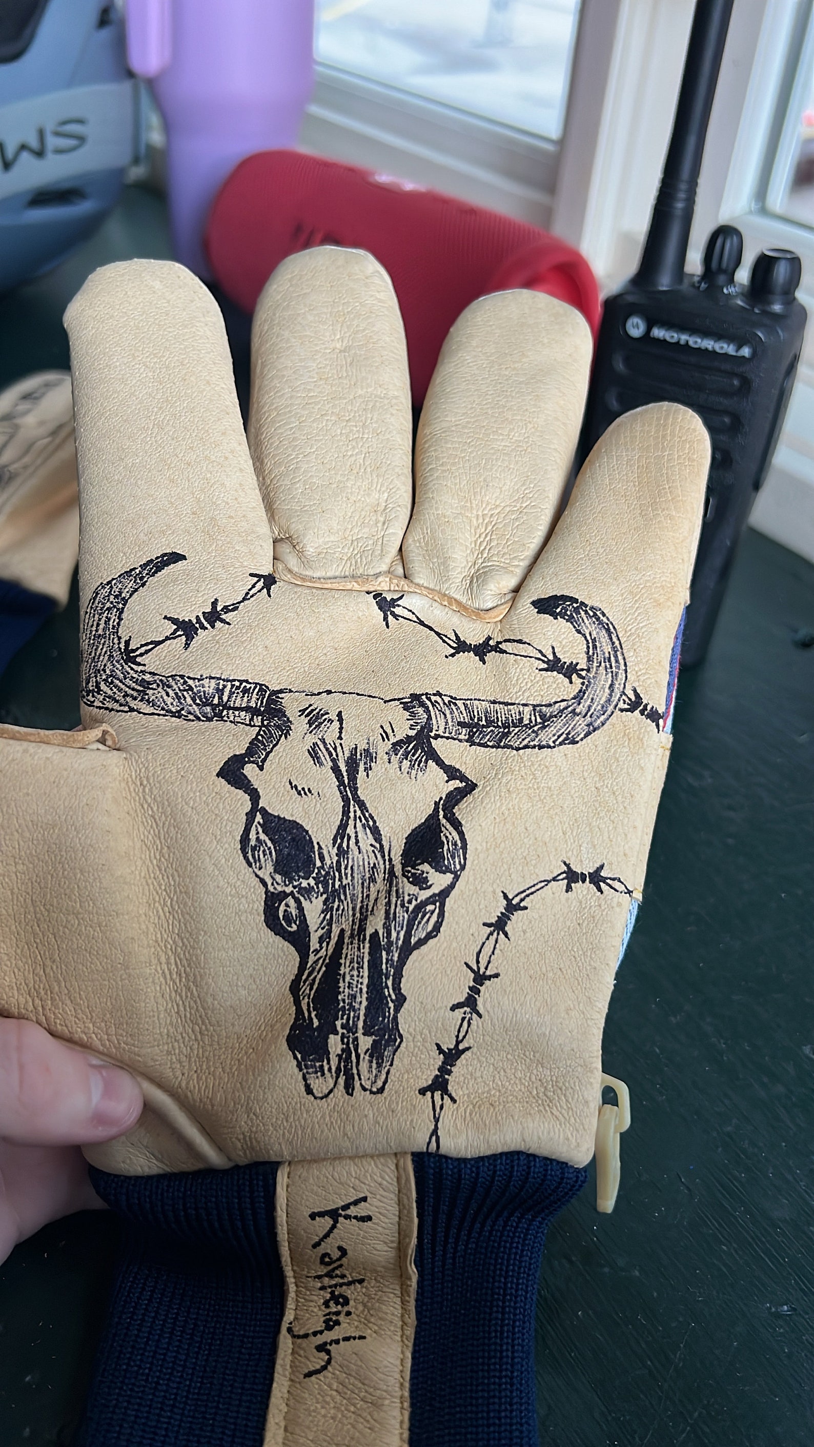 Custom train Conductor Kinco Gloves image is Drawn on Palm of Glove - Etsy