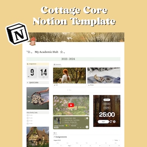 Cute Cottage Core Aesthetic Notion Template for Students - Etsy