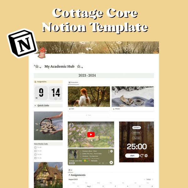 Cottage Core Notion Template - Etsy