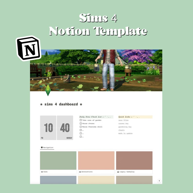 Sims 4 Notion Planner Template - Etsy Canada