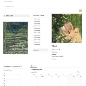 Cute Cottage Core Aesthetic Notion Template for Students - Etsy