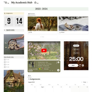 Cute Cottage Core Aesthetic Notion Template for Students - Etsy