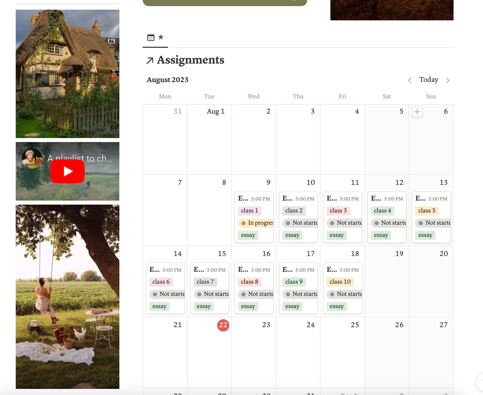 Cute Cottage Core Aesthetic Notion Template for Students - Etsy