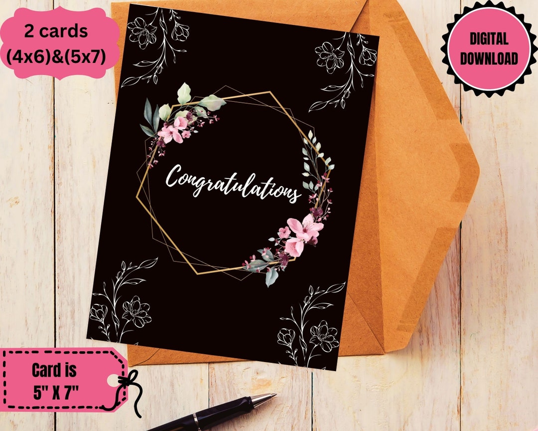 Congratulations Card, Printable Congratulations Card, Congratulations ...