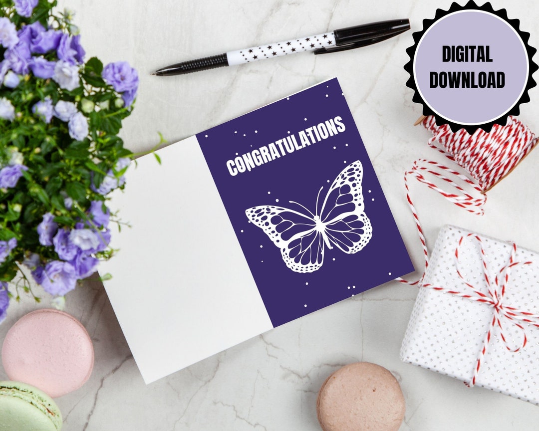 Congratulations Card, Printable Congratulations Butterfly Card ...
