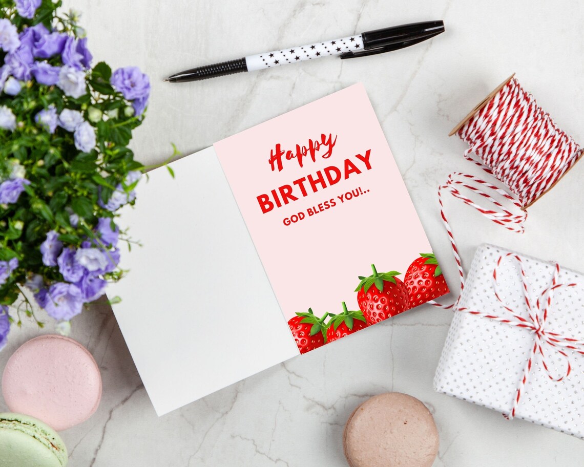 Strawberry Birthday Card Printable Strawberry Birthday Card - Etsy